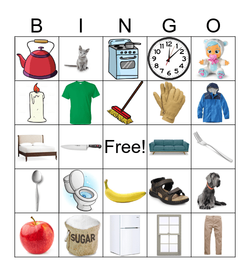 Home Objects Bingo Card