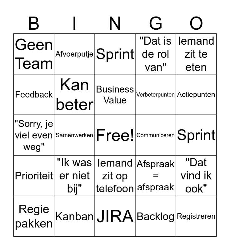 Retrospective BINGO Card