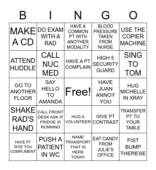 RAD TECH WEEK Bingo Card