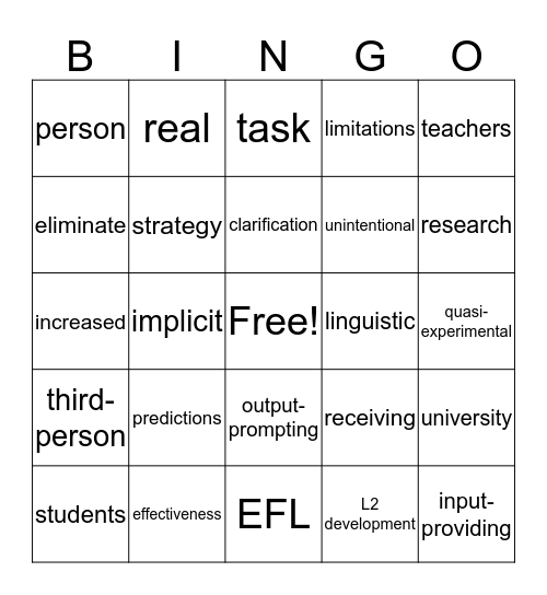LING 3Q91: Presentation 2 Bingo Card