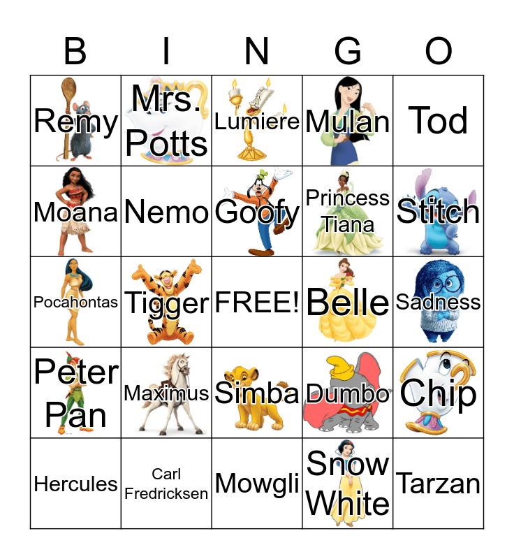 DISNEY Bingo Card
