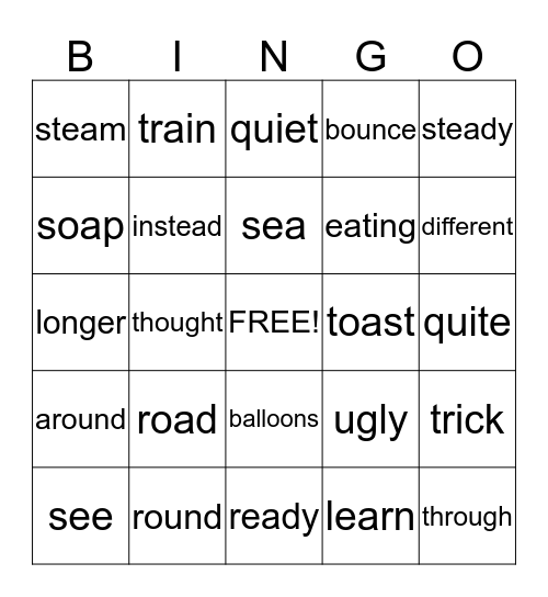Level K Bingo Card