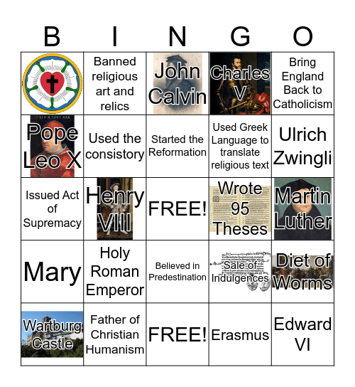 The Protestant Reformation Bingo Card