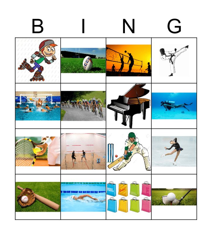 Les sports et les loisirs Bingo Card