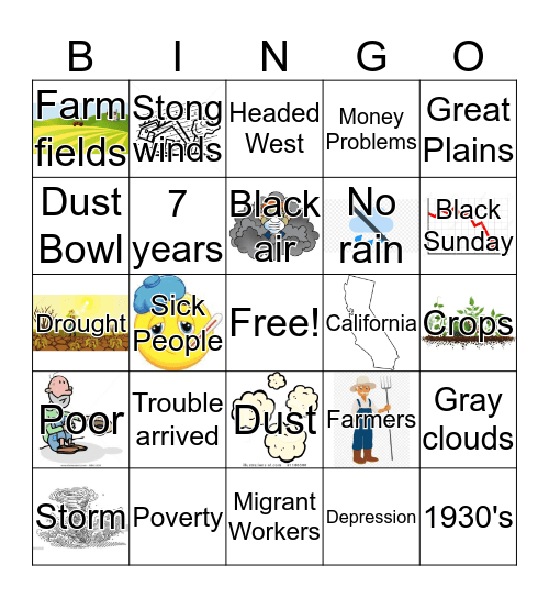 The Great Depression Bingo Card