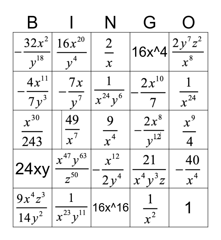 Alg1A Exponent Rules Practice 10 2019 Kuta Worksheet Bingo Card Alg1A Exponent Rules Practice 10 2019 Kuta Worksheet Bingo Card