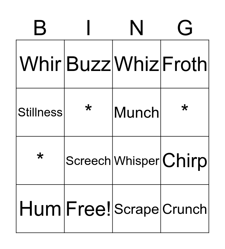 Word Wall Bingo! Bingo Card