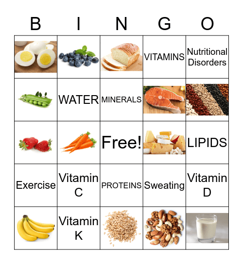 Nutritional Foods Bingo Card