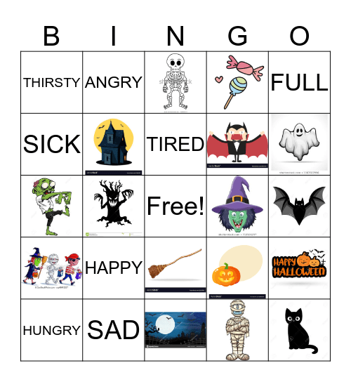 Halloween Vocab Bingo Card