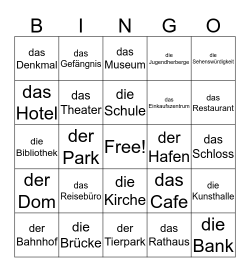 In der Stadt Bingo Card