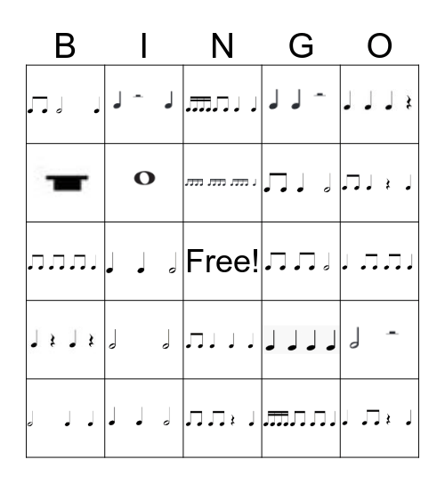 Rhythm Bingo Card