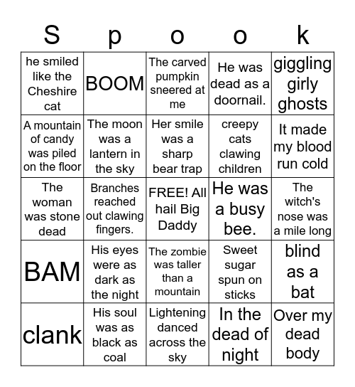 Figurative Language Bingo Card