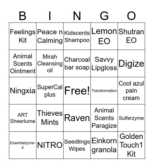 Product BINGO Card