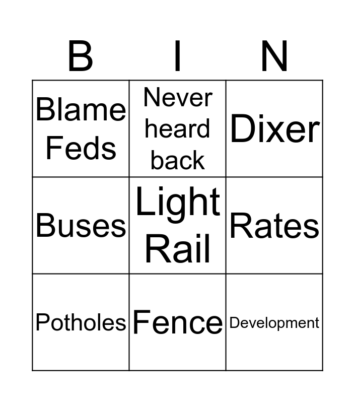 CM Talkback Bingo Card