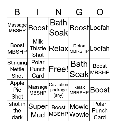 Be Well Bingo Card