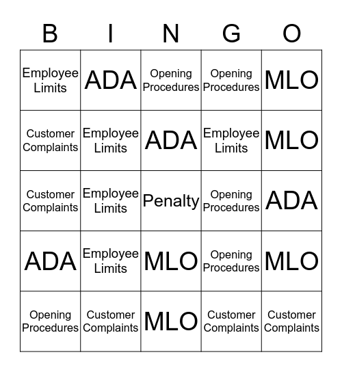 Audit Bingo Card