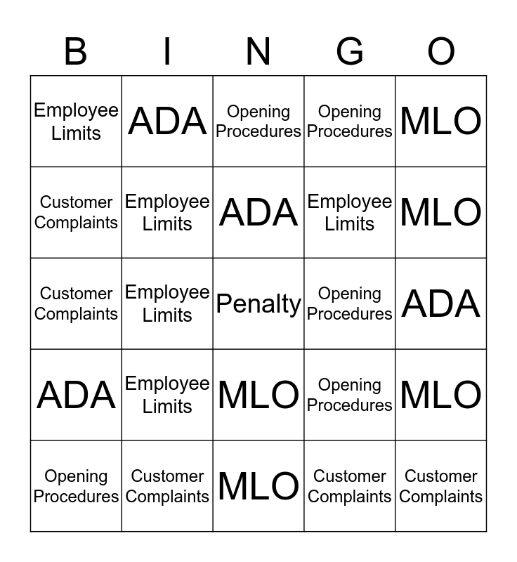 Audit Bingo Card