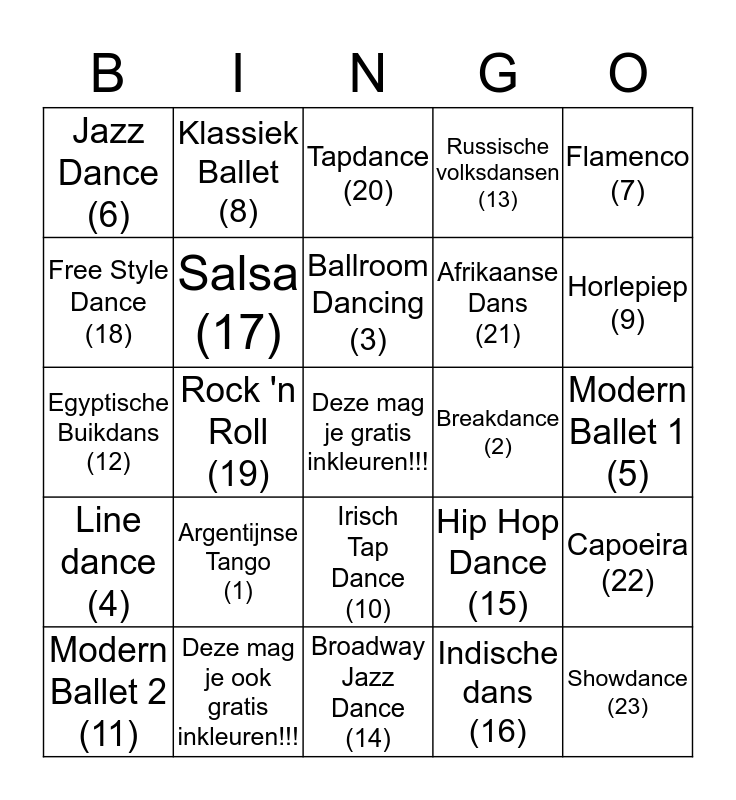 Dans Bingo Card
