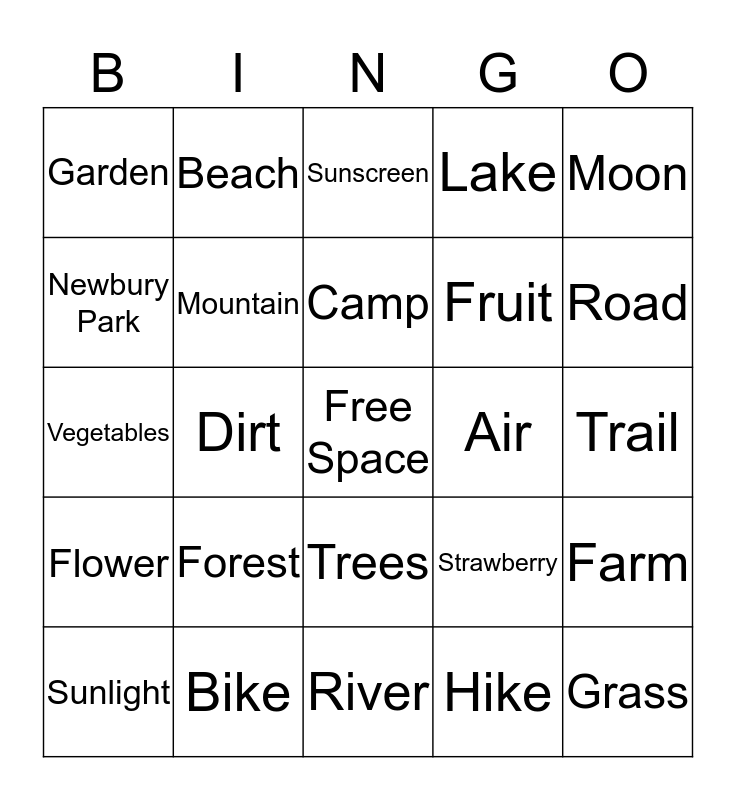 Outdoor Bingo Card