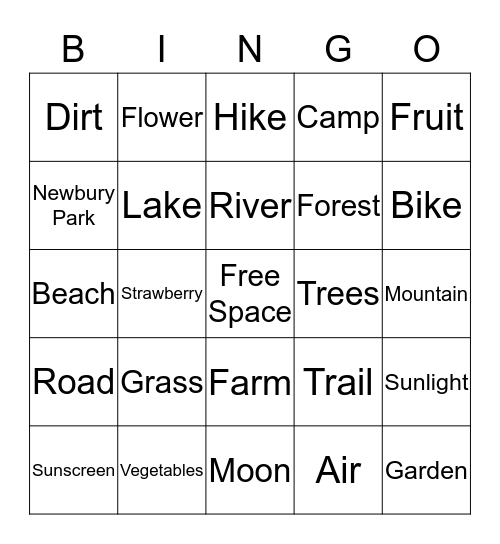 Outdoor Bingo Card