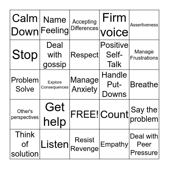 Second Step Bingo- Morris's Class Bingo Card