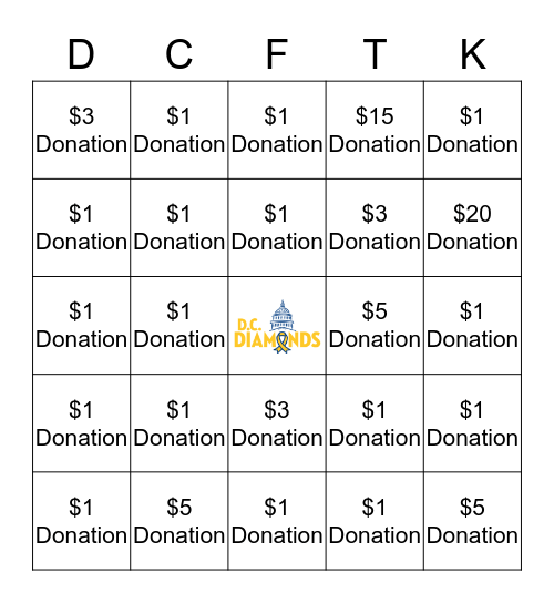 DC Diamonds Bingo Card