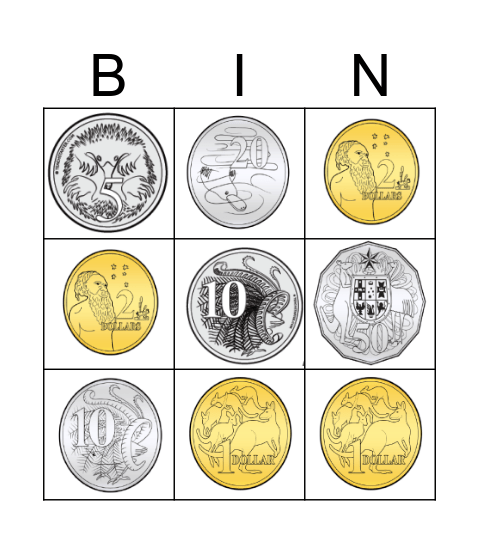 Australian Money Bingo Card