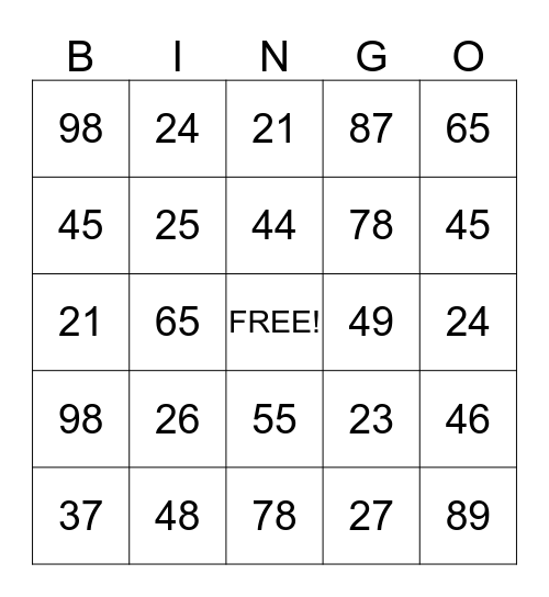bingo ultimate Bingo Card