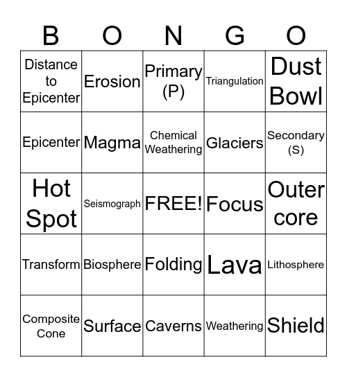 Bongo Bingo Card
