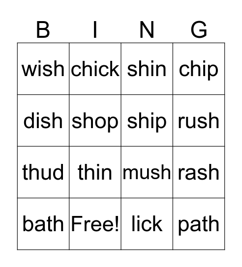 digraph bingo Card