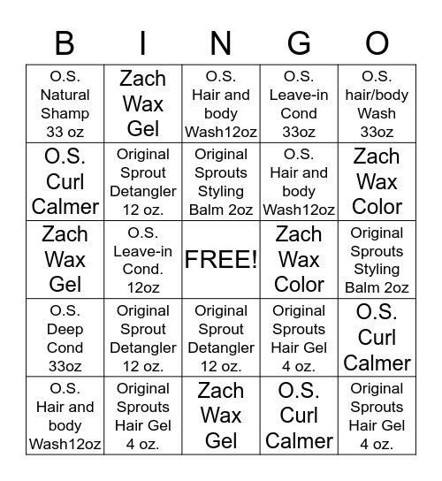 May Retail Contest Bingo Card