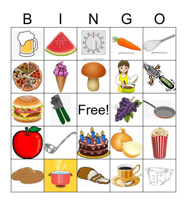 Food/Cooking Bingo Card