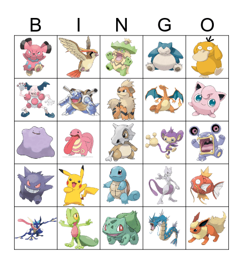 Detective Pikachu Bingo Card