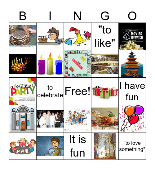 Como celebra tu familia Bingo Card