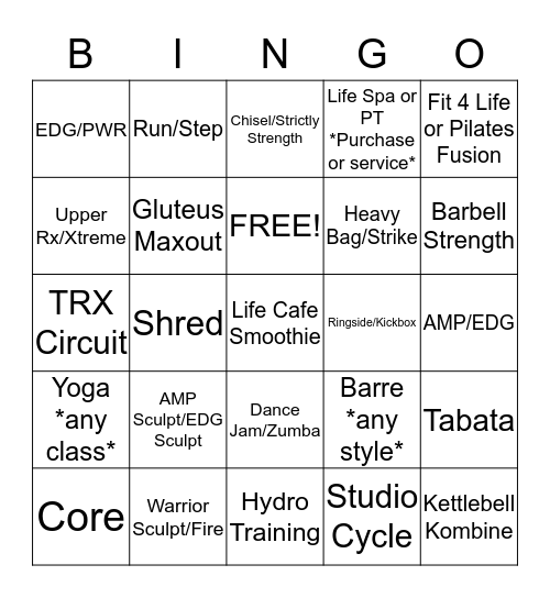 SWEAT & WIN Bingo Card