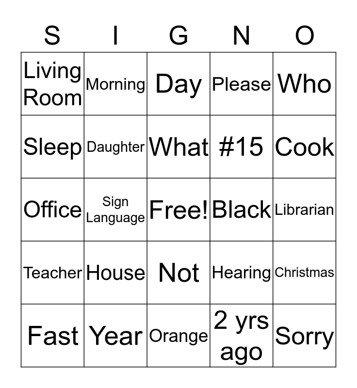 SIGNO Bingo Card