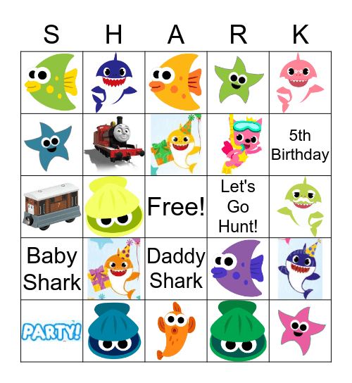 Baby Shark with Thomas & Friends Bingo Card