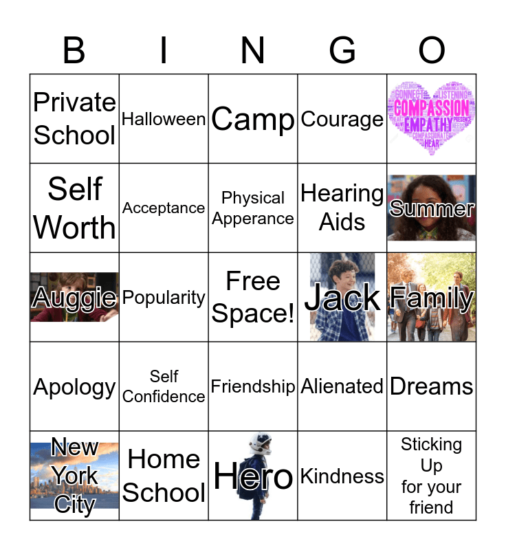 Wonder Bingo Card