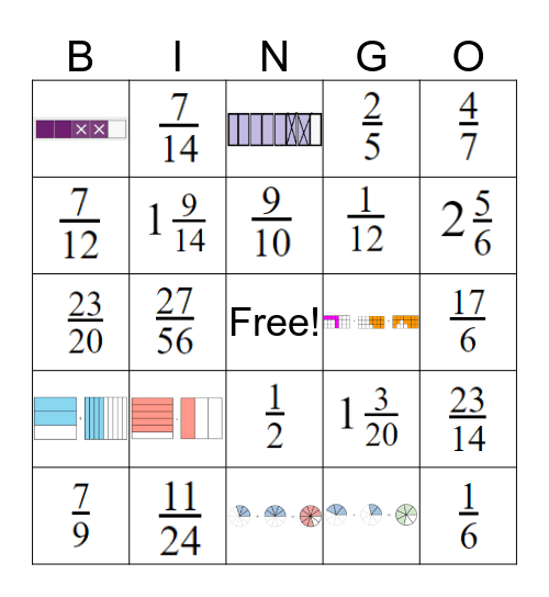 Add/Subtract Fractions Bingo Card