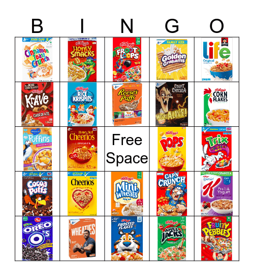 Cereal Bingo Card