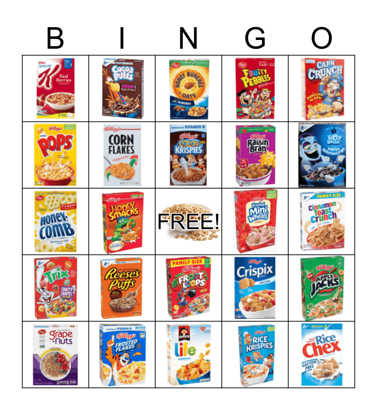 Cereal Bingo Card