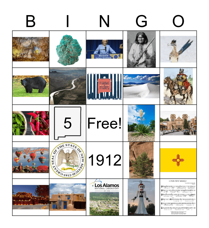 New Mexico Bingo Card