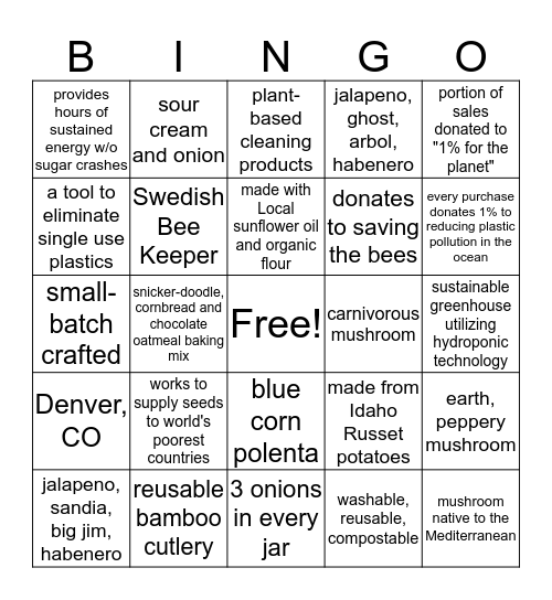 Product Knowledge Bingo Card