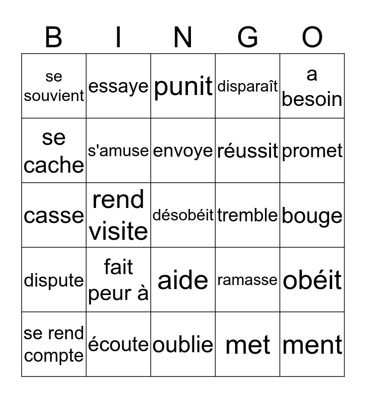 Jour 64 Bingo Card