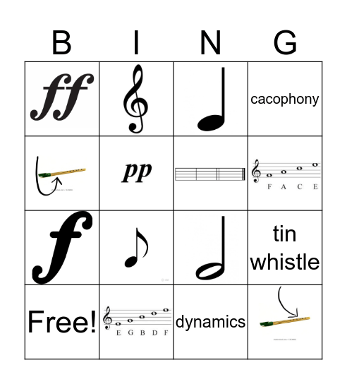 Music Theory Bingo Card