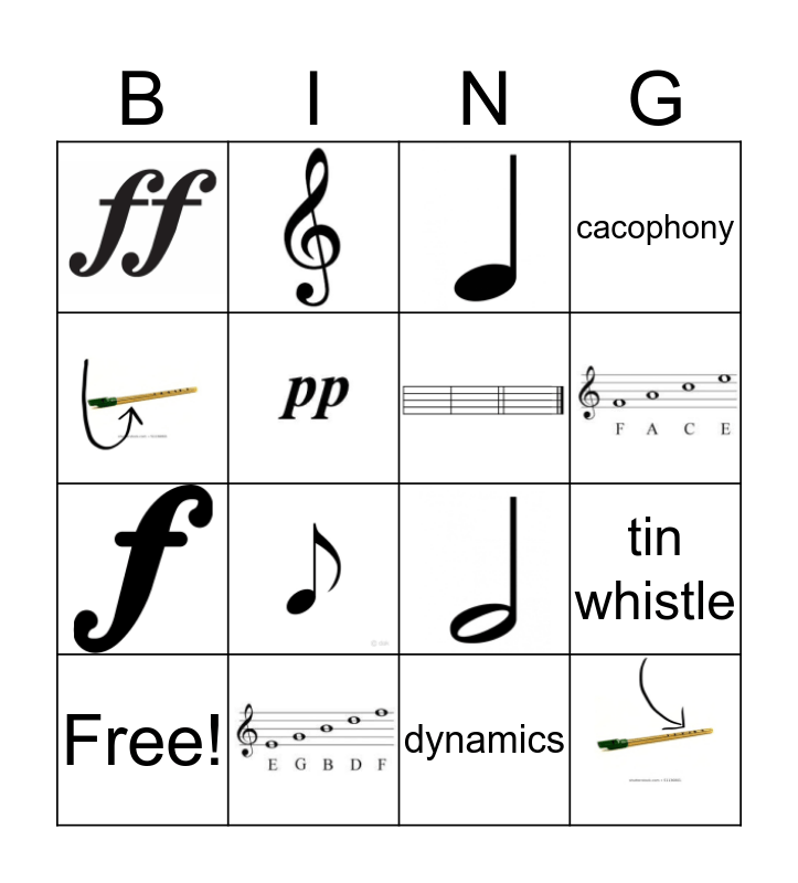 Music Theory Bingo Card
