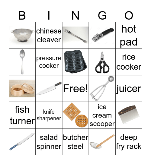 kitchen tools!!!! Bingo Card