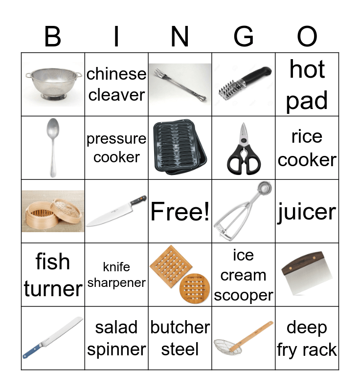 kitchen tools!!!! Bingo Card