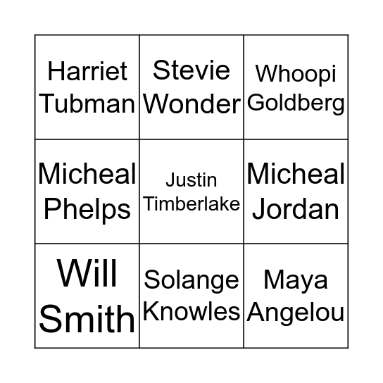 Inclusion Week Bingo Card