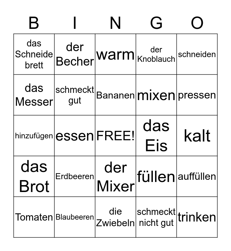 Essen Bingo Card